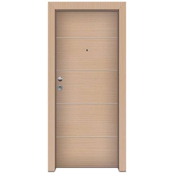 Θωρακισμένη Πόρτα Ασφαλείας Με Επένδυση CPL Laminate με σχέδιο inox ...